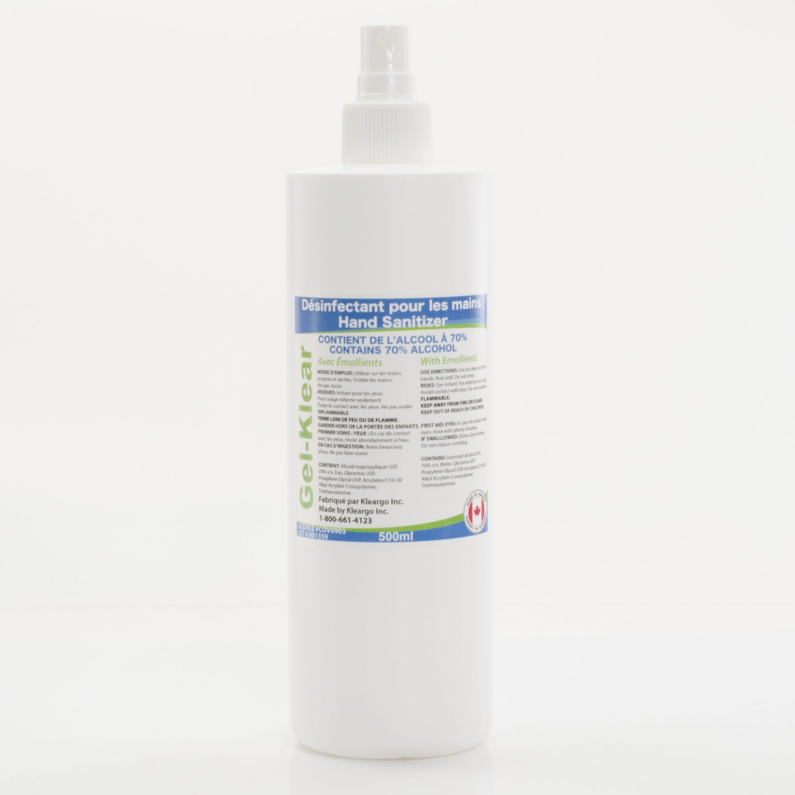 Gel-Klear - Hand Sanitizer with Spray Cap, 500ml - Contains 70% alcohol ...